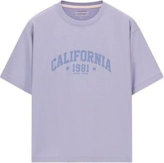 Guess Tee-shirt droit col rond en coton m&eacute;lang&eacute; s&eacute;rigraphi&eacute;