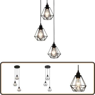 vidaXL Vidaxl - Deckenleuchte mit Diamant-Design Schwarz 3 x E27 Glühbirnen - Metalldeckeleuchte - Schwarze Deckenleuchte - Designer Deckenleuchte