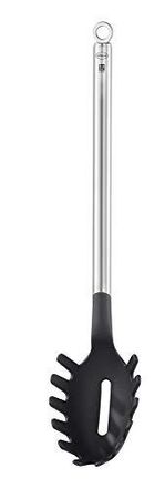 Rösle Rösle Basics Line Pelle à spaghetti avec manche en acier inoxydable 30,5 cm, Argenté/Noir