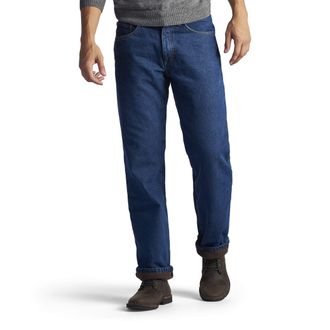 Lee Herren geradem Bein und lockerer Passform Flanell Jeans, Dunkelwaschbar mit Fleece gefüttert, 40W / 30L