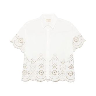 MC2 Saint Barth Clementine Crop Bluse Sangallo - - Blouses & Shirts - Damen - Wei&szlig; - M
