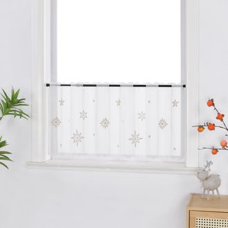 Joyswahl Scheibengardinen Weihnachten Bistrogardine Weiß Kurzstores Küchengardinen Weihnachtsdeko Kurze Gardinen Vorhang Küche Gold HxB 45x120 cm 1er Pack