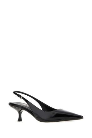 Prada Womens Black Leather Pumps Nero Scarpe Con Tacco High Heel Shoes
