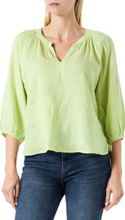 Gerry Weber Damen 3/4 Arm Leinenbluse mit Ballonärmeln 3/4 Arm, Ballonärmel, Raglanarm unifarben Light Lime 38