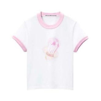 Alexander Wang Femme, Tops, Blanc, Taille: 36 FR T-shirt Blanc en Coton avec Logo