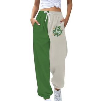 Generic HUIFUAO Pantalon de surv&ecirc;tement de la Saint-Patrick pour femme, pantalon de jogging tr&egrave;fle dr&ocirc;le, costume irlandais de St Paddys, pantalon de tr&egrave;fle i