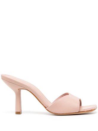 Schutz mules en cuir &agrave; talon mi-haut - Rose