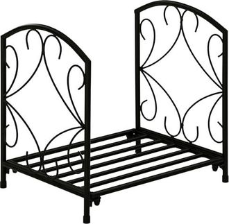 OUTSUNNY Range-b&ucirc;ches porte buche de chemin&eacute;e, support &agrave; bois de chauffage avec pieds sur&eacute;lev&eacute;s pour int&eacute;rieur et ext&eacute;rieur, charge 50 kg, cadre en m&eacute;tal, 39,5