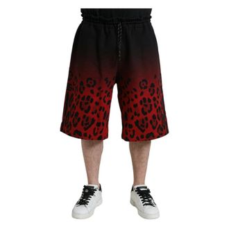 Dolce & Gabbana Rote Leopard Print Bermuda Shorts - - Shorts - Herren - Mehrfarbig - 2XL