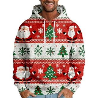 Generic Sweat à capuche de Noël pour homme, pull de Noël 2025 fantaisie moche imprimé graphique 3D sweatshirt pull décontracté fêtes de fin dannée pull à capu