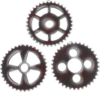 Cabilock Lot de 3 roues dent&eacute;es vintage steampunk D&eacute;coration murale en bois D&eacute;coration murale Art mural Sculpture murale Antique Steampunk Pendentif pour maiso