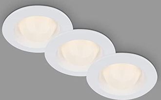 Briloner Leuchten - LED Einbauleuchten mit kugelförmigen LED Modul, Einbaulampen 3er Set, je 3 Watt, warmweißes Licht, Spritzwasserschutz, Weiß, 95x36 mm (DxH)