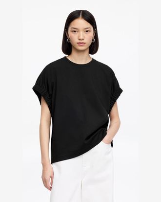 Arket T-Shirt Mit Gerafften &Auml;rmeln -Schwarz