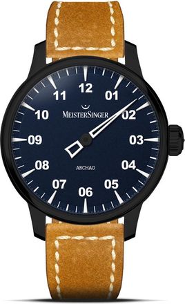 MeisterSinger Archao DLC, Blau, Automatikwerk, 43 mm, Lederband Herrenuhr AR908BL