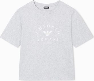 Emporio Armani Damen Logoband T-Shirt, grau, S