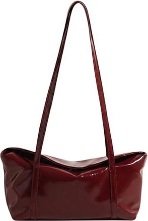 Generic Sac sous les aisselles en polyur&eacute;thane de grande capacit&eacute; Boston avec pendentif, polyvalent, voyage et usage quotidien pour femme, Rouge haricot., 16.