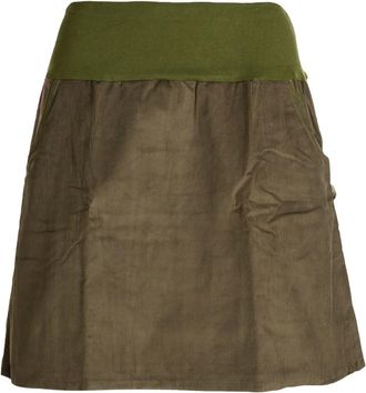 vishes Damen-Cordrock mit breitem Bund & Taschen in Olive | Gr&ouml;&szlig;e 3XL (44-46) | Handgefertigt aus 100% Baumwolle | F&uuml;r warme & kalte Monate | Nachhaltige Alt