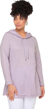 Miamoda Damen gro&szlig;e Gr&ouml;&szlig;en &Uuml;bergr&ouml;&szlig;en Plus Size Langarmshirt, Kapuze, Spitzen-Details pastelllila 48 832076804-48