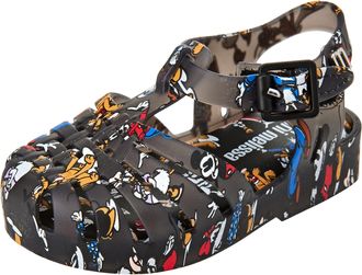 Melissa Mini Possession Print + Mickey and Friends BB Flache Sandalen für Mädchen, Schwarz, 25/25.5 EU