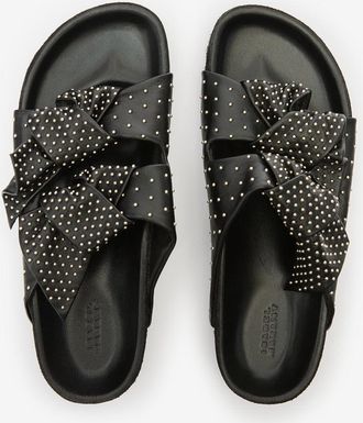 Isabel Marant Sandales Lennyo Bow - Femme - Noir Et Argent&eacute; - Taille 36 - Isabel Marant