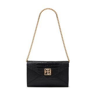 Anine Bing Femme, Sacs, Noir, Taille: ONE Size Sac bandouli&egrave;re en cuir effet crocodile