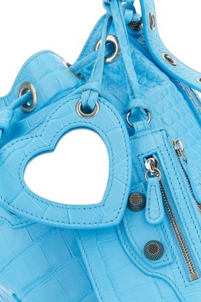 Balenciaga Crocodile-Embossed Leather Bucket Bag - Blue