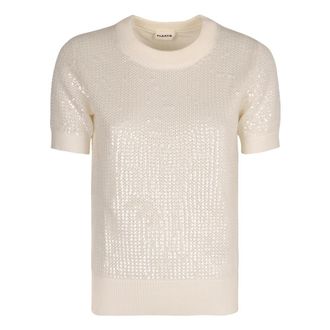 P.A.R.O.S.H. Gerippter Baumwollpullover - - Knitwear - Damen - Wei&szlig; - M