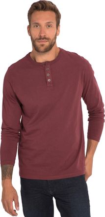 JP1880 Herren Henley, Langarm, Vintage Look, Rundhals, Knopfleiste, bis 8 XL T-Shirts, dunkel kirschrot, 56