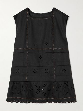 Vita Kin Haut En Lin À Broderie Anglaise Et À Surpiqûres Gigi - Noir