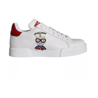 Dolce & Gabbana Wei&szlig; Rot Portofino Sneakers Schuhe - - Shoes - Damen - Wei&szlig; - 35 EU