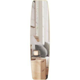HOMCOM Grand miroir mural - HOMCOM - ovale - 160 x 40 cm - moderne - cadre en m&eacute;tal et bois - pr&ecirc;t &agrave; accrocher - dor&eacute;