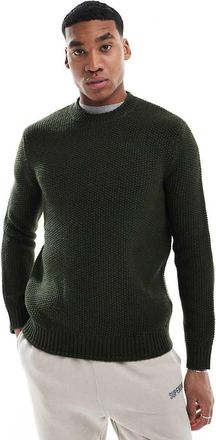 Superdry Merchant - Pull ras de cou texturé - Olive-Vert