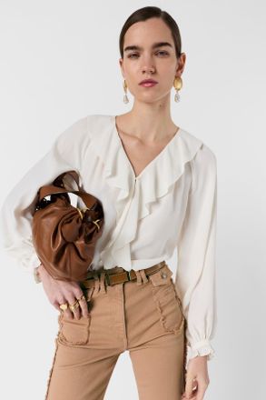 Gerard Darel Chemise en cr&ecirc;pe &agrave; volants - CISANA - Ecru