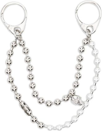 Alexander McQueen skull-pendant double-chain charm - Silber