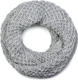 styleBREAKER Écharpe loop en maille avec un motif tricoté épais, foulard tube en maille grossière unie, unisexe 01018157, couleur:Gris clair