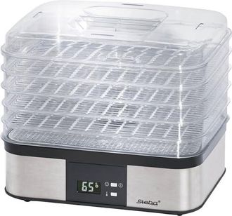 Steba elektronischer Dörrautomat, 5 BPA-freie Klarsicht-Aufsätze, auch einzeln verwendbar, Temperaturregelung von 40 - 70°C, Zeitsteuerung (1 - 36 Stunden),