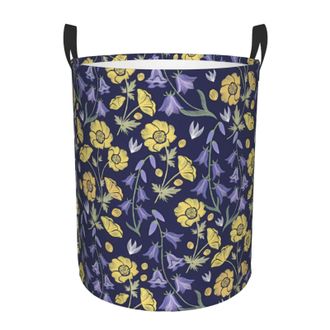 Generic Blume Blumenmotiv W&auml;schekorb Rund Aufbewahrungskorb Stehender W&auml;schebeh&auml;lter F&uuml;r Waschk&uuml;che Decken Lagerung