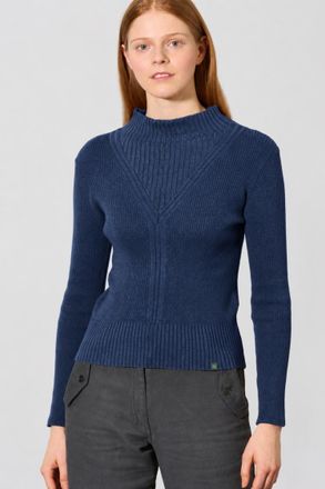 Hempage Hempage Damen vegan Pullover Slim Fit Trichterkragen Navy