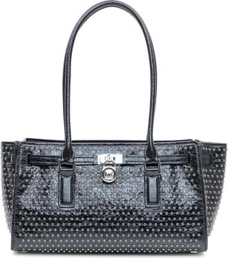 Michael Kors Femme, Sacs, Noir, Taille: ONE Size Hamilton Moderne Small Grommeted Leather Satchel