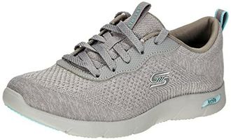 Skechers Baskets Arch Fit Refine Lavish Wish pour Femme, Tricot Technique Gris avec Bordure Bleu Clair, 37.5 EU