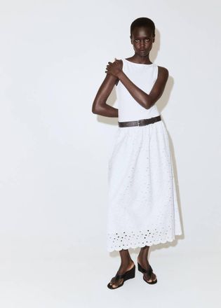 Mango A-Linien-Kleid mit Lochstickereien wei&szlig; - Damen - XXS - MANGO