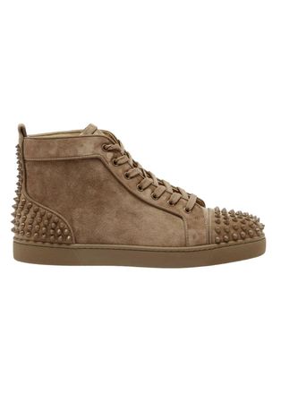 Christian Louboutin Lou Spikes Brown Suede High Top Trainers Size 45.5