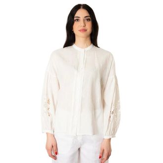Max Mara Femme, Blouses et Chemises, Blanc, Taille: 42 FR Camicia in lino