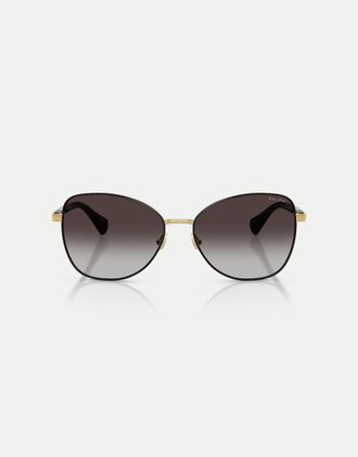 Ralph Lauren lunettes de soleil papillon avec verres gris en noir brillant