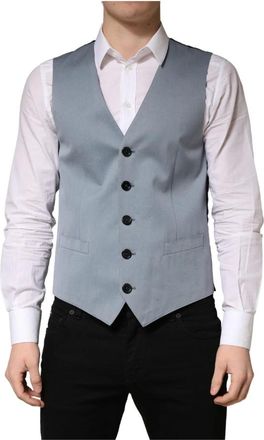 Dolce & Gabbana Homme, Costumes, Gris, Taille: M Gilet Crois&eacute;
