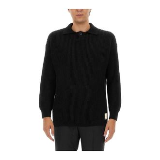 Emporio Armani Gerippter Strickpullover mit Polokragen - - Knitwear - Herren - Schwarzk - L