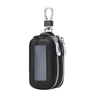 Generic Sac &agrave; cl&eacute; de voiture &agrave; double fermeture &eacute;clair - 9 x 5 cm - Protection transparente pour cl&eacute; de voiture - Grande capacit&eacute; - En cuir synth&eacute;tique - Pour