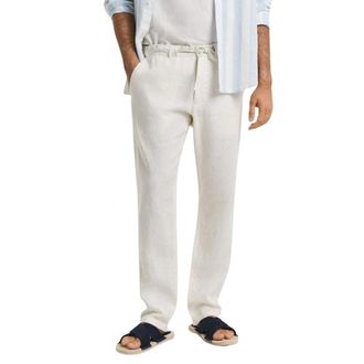 GANT Homme, Pantalons, Blanc, Taille: XL Pantalon Relax Coupe D&eacute;contract&eacute;e en Lin