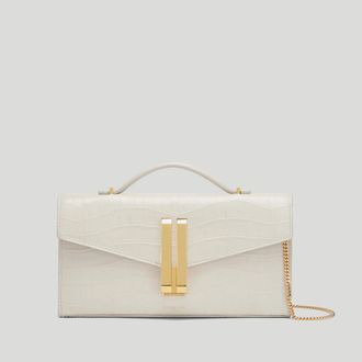 DeMellier The Vancouver Clutch Effet Croco Craie DeMellier