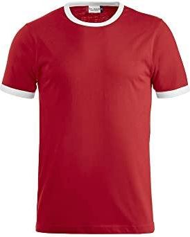 Clique T-shirt bicolore demi-manches Homme Femme Unisexe Nom, en coton jersey, manches col en contraste, coupe slim-fit, rouge/blanc, S